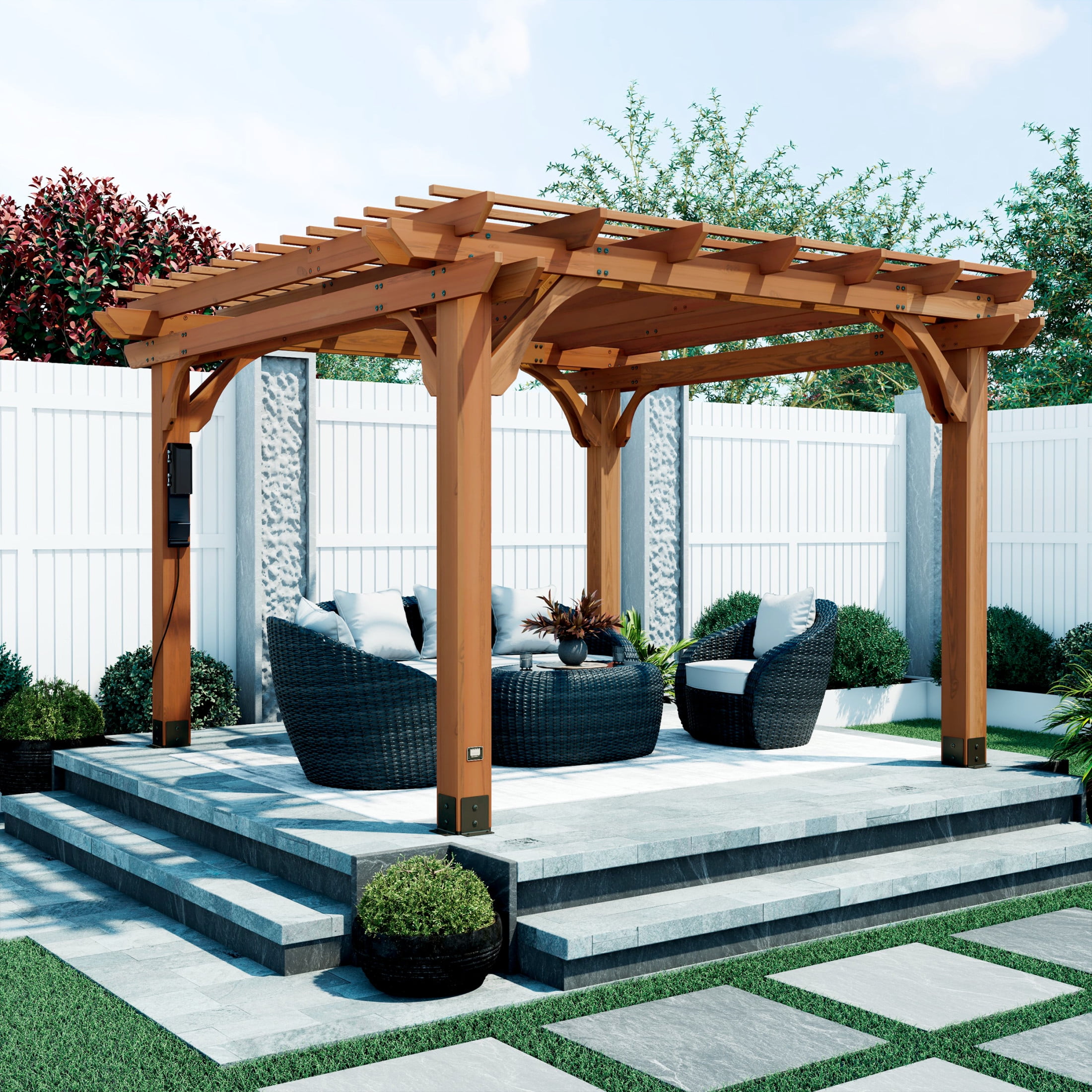 Backyard Discovery Beaumont 12'x12' Cedar Wood Patio Pergola Kit ...