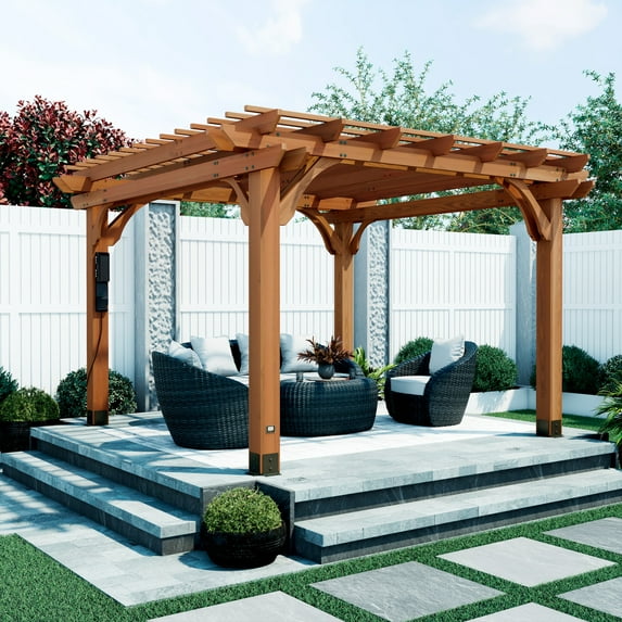 Backyard Discovery Beaumont 12'x12' Cedar Wood Patio Pergola Kit ...