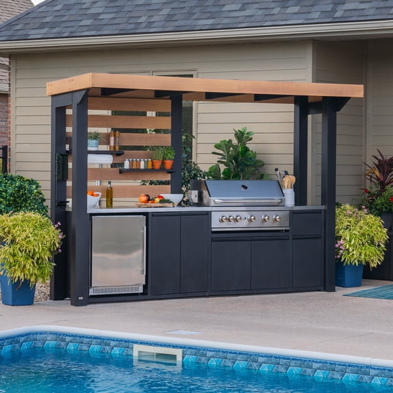 Backyard Discovery Fusion Flame Outdoor Kitchen, 6ft Stainless Steel ...