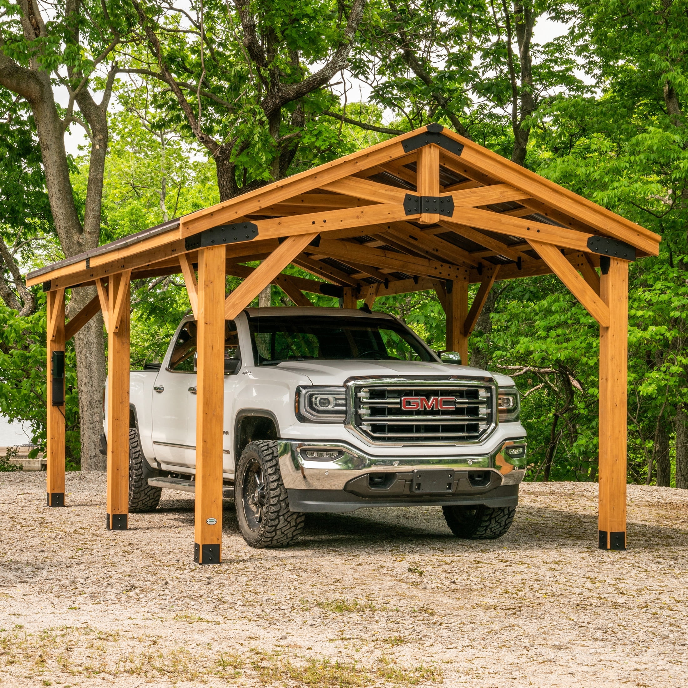 Backyard Discovery 20x12 Norwood Cedar Carport/Gazebo with Metal Frame ...