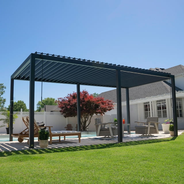 Backyard Discovery Sarasota 20'x10' Galvanized Steel Louvered Pergola ...