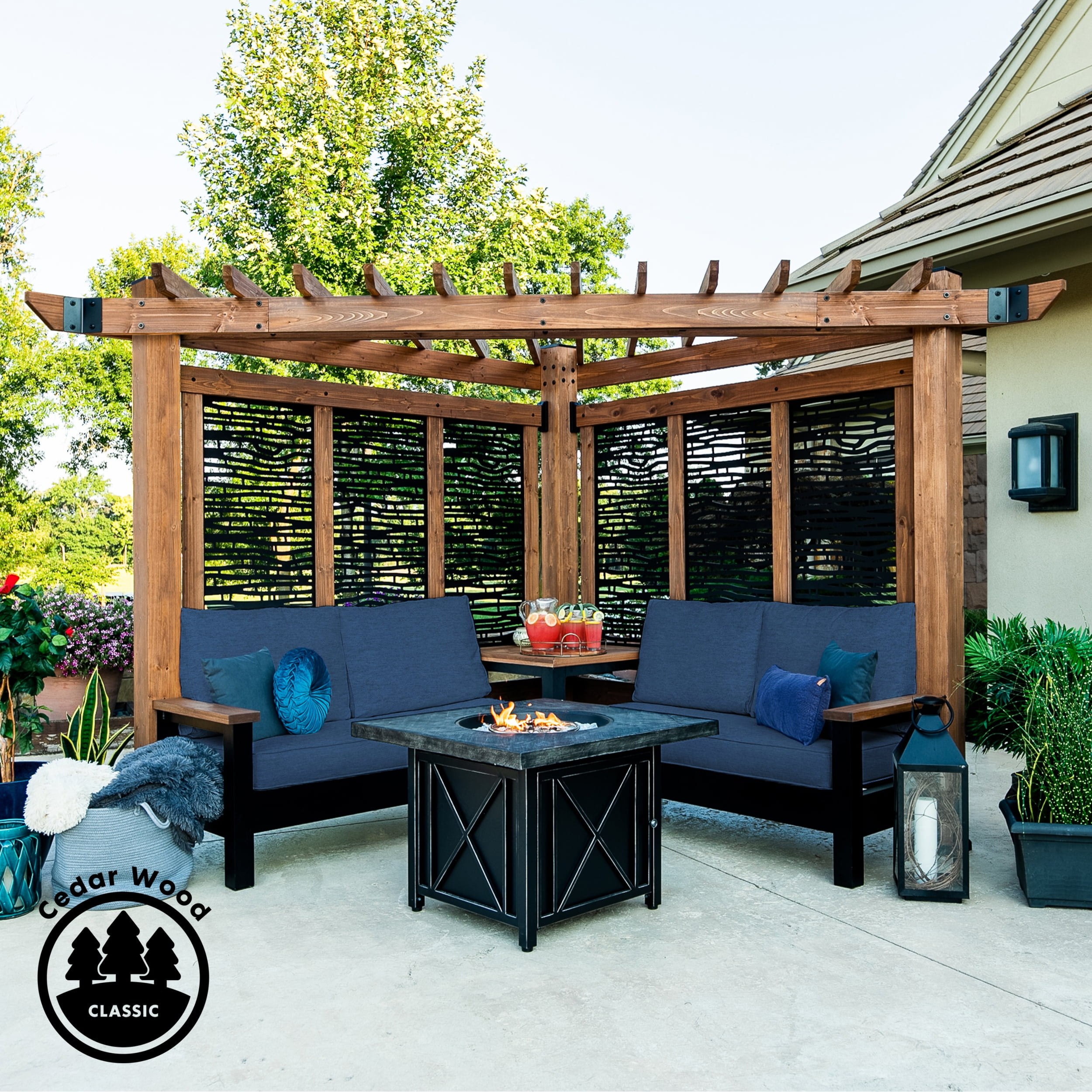 Backyard Discovery Tuscany Cabana Cedar Wood Pergola with Outdoor ...