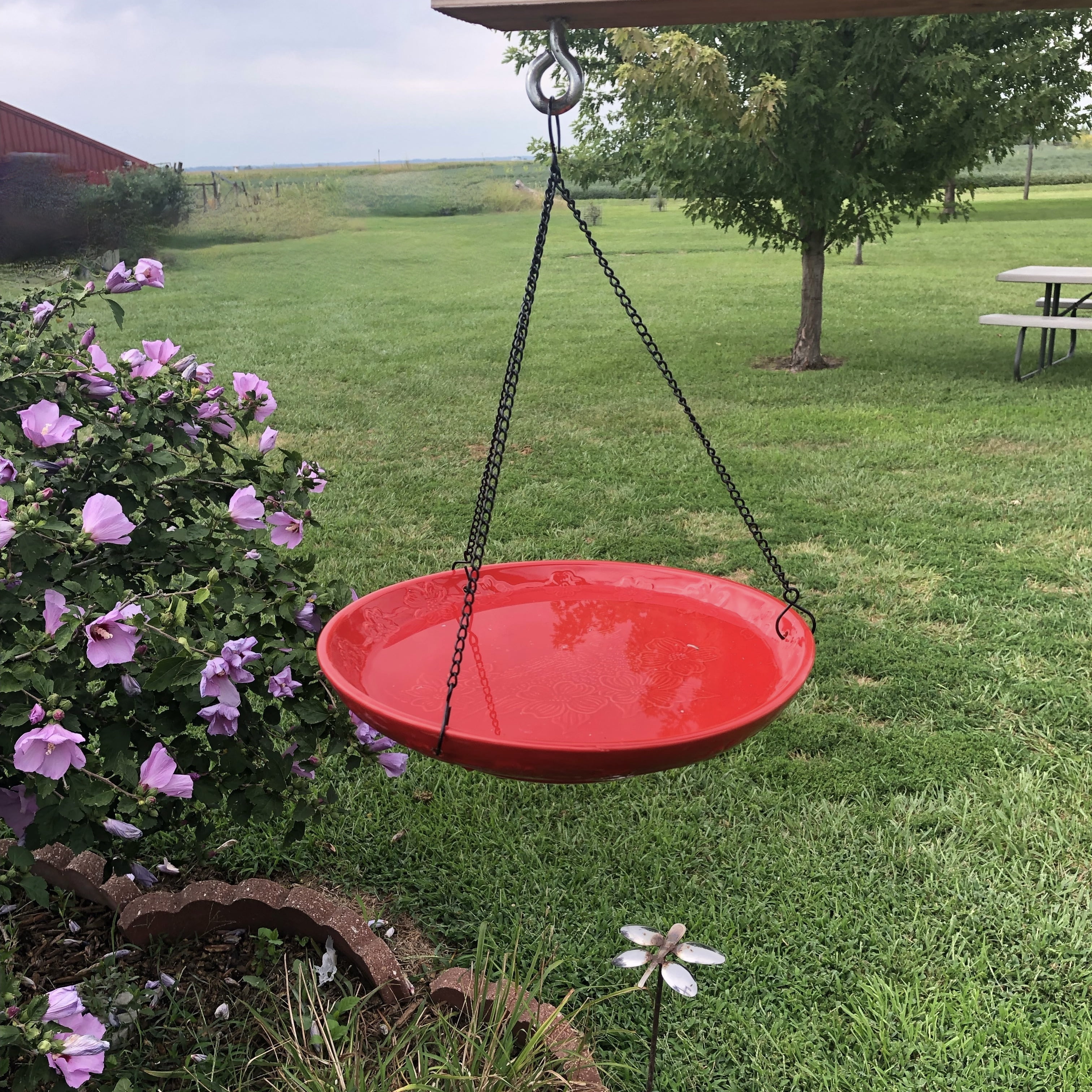 Backyard Essentials Bird Bath Hanging Birdbath Cardinal Red for Bird ...