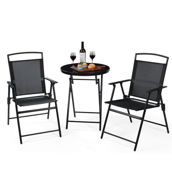 Backyard Expressions 3-Piece Folding Bistro Set – Outdoor Patio ...