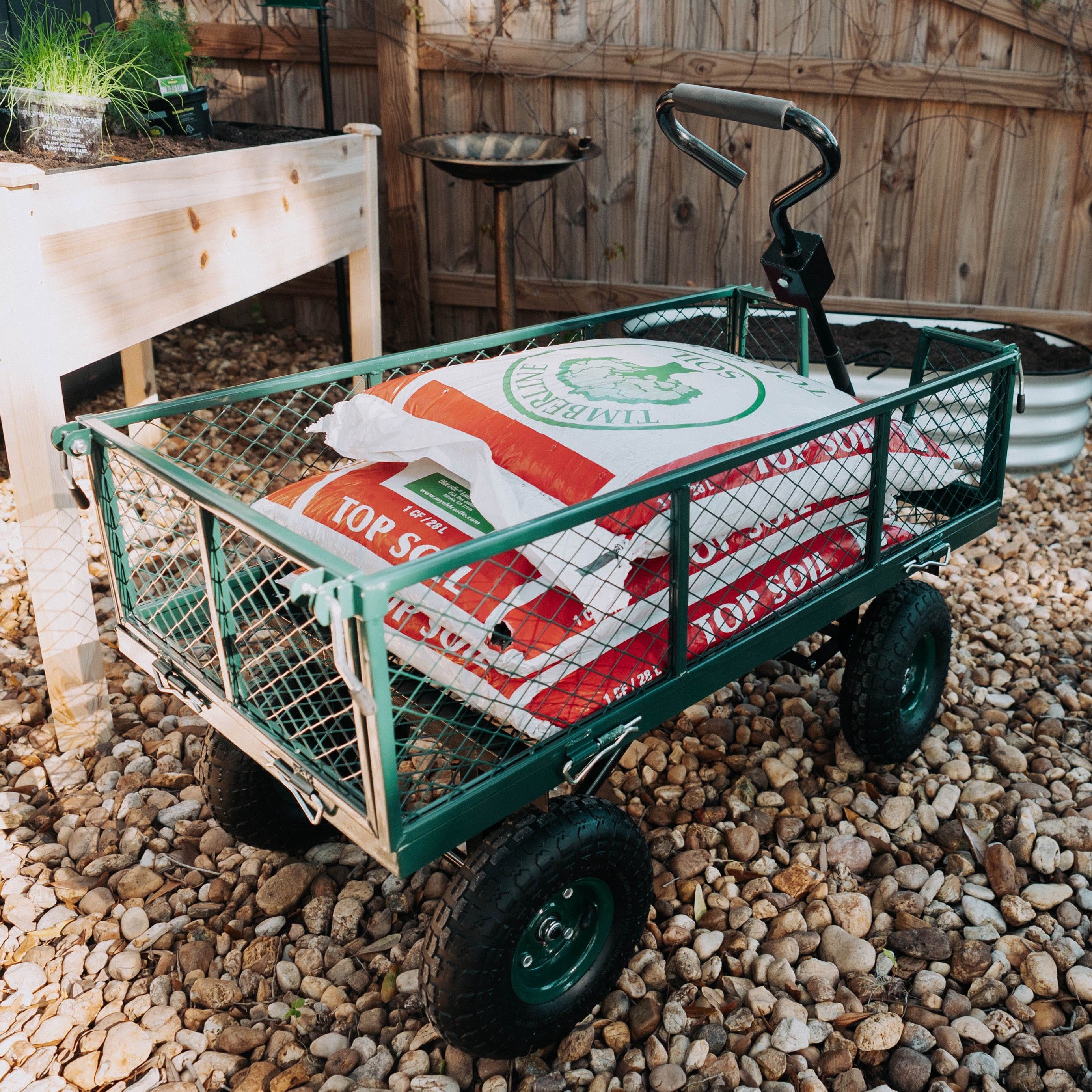 Backyard Expressions Garden Utility Cart, 38" X 20" Bed, Pneumatic ...