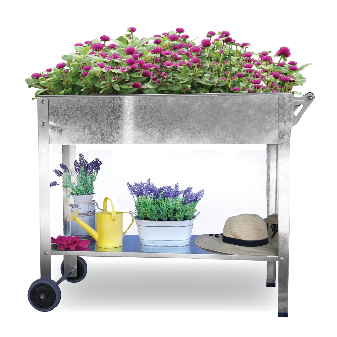 Backyard Expressions Raised Garden Planter Cart w/ Legs | Galvanized ...