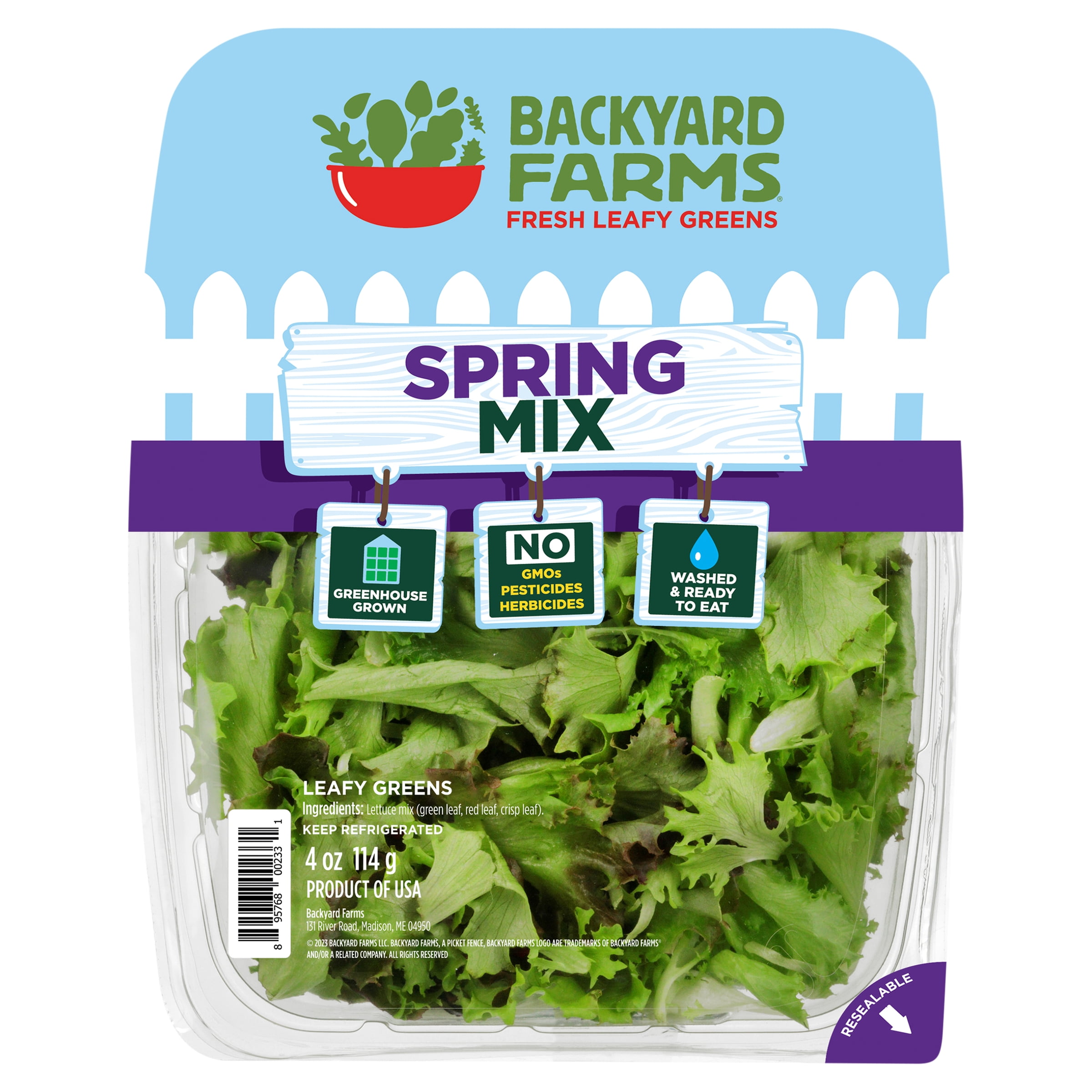 Backyard Farms Spring Mix Pre-Washed Lettuce, 4 oz Resealable Package ...