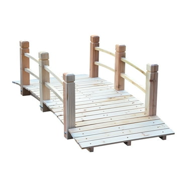 Kinbor 8Ft Metal Garden Bridge, Outdoor Decorative, Black with Safety ...