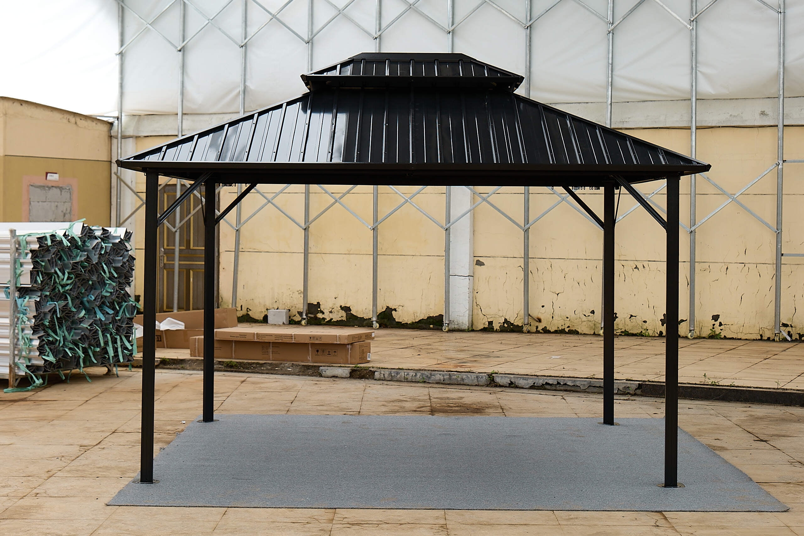 Backyard Gazebos 10*10 color steel tile double-roof pavilion gazebo ...