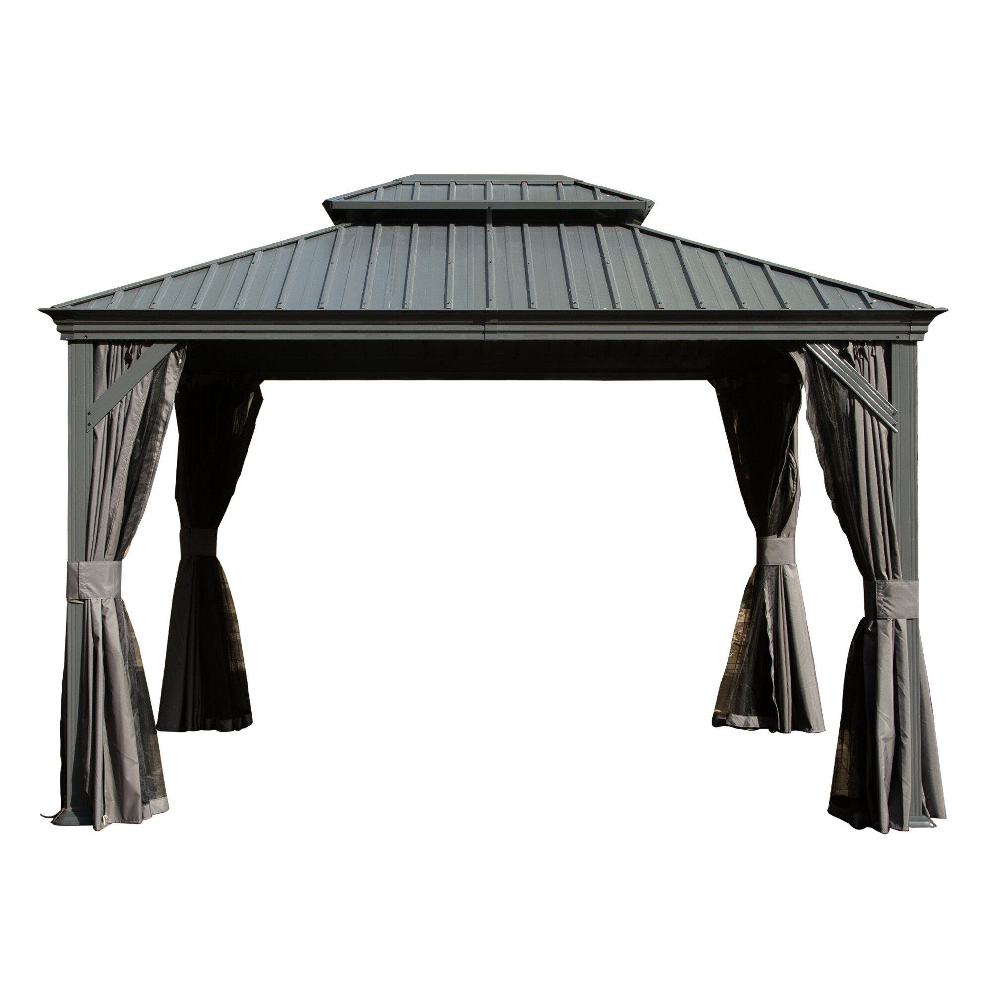 Backyard Gazebos 10' X 12' Hardtop Gazebo, Upgraded Metal Gazebo with ...