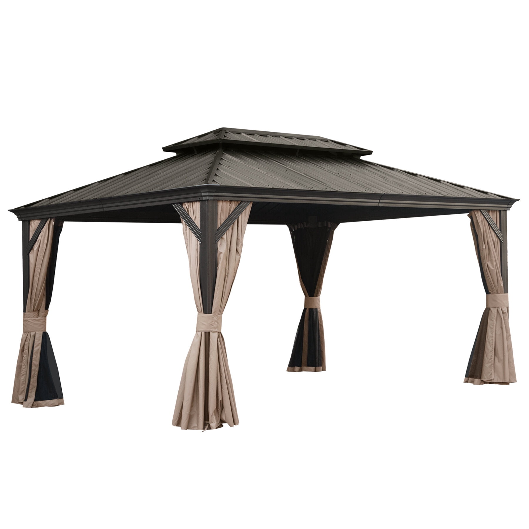 Backyard Gazebos 12' X 16' Hardtop Gazebo, Upgraded Metal Gazebo with ...