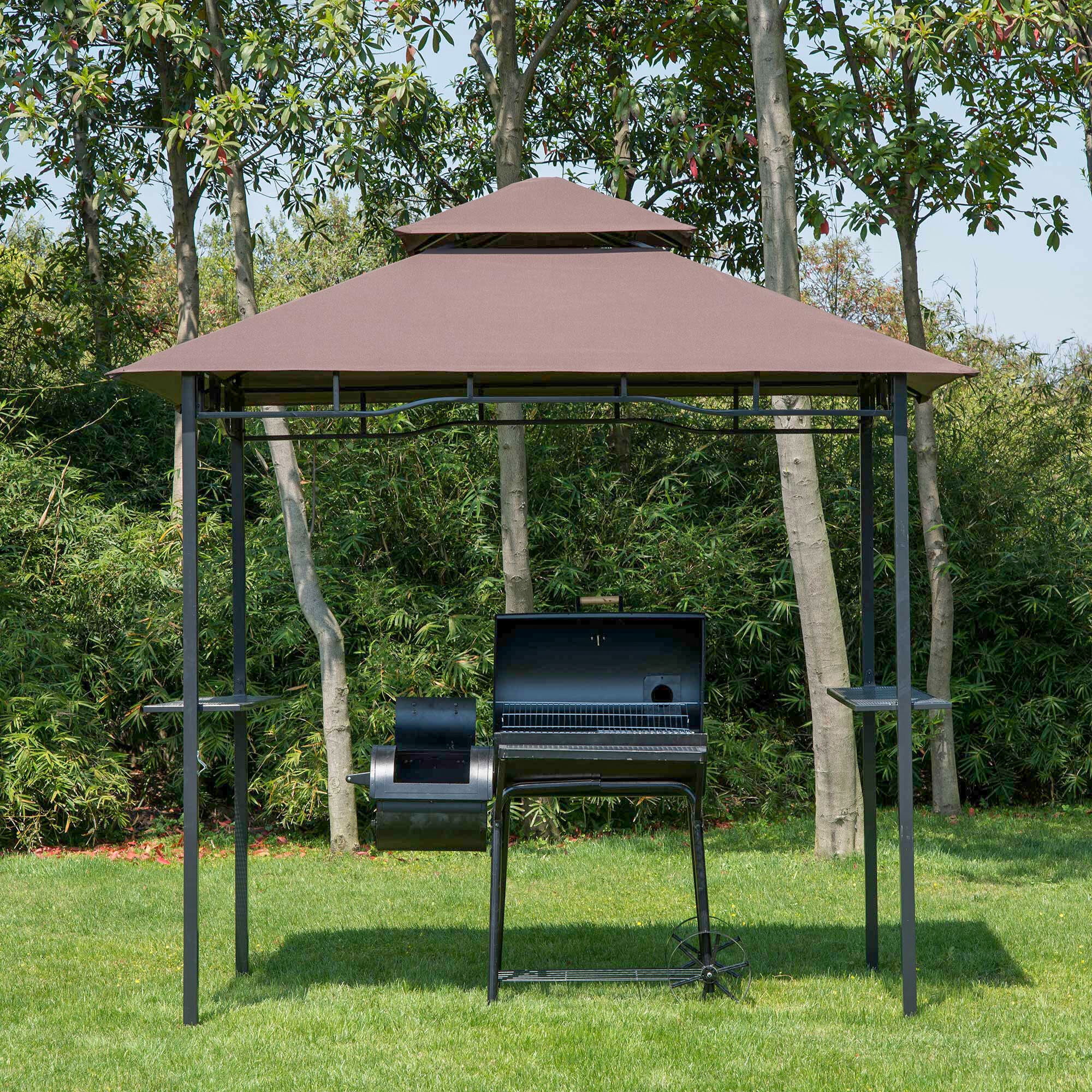 Backyard Gazebos Grill Gazebo with Double Roof, Outdoor BBQ Canopy ...
