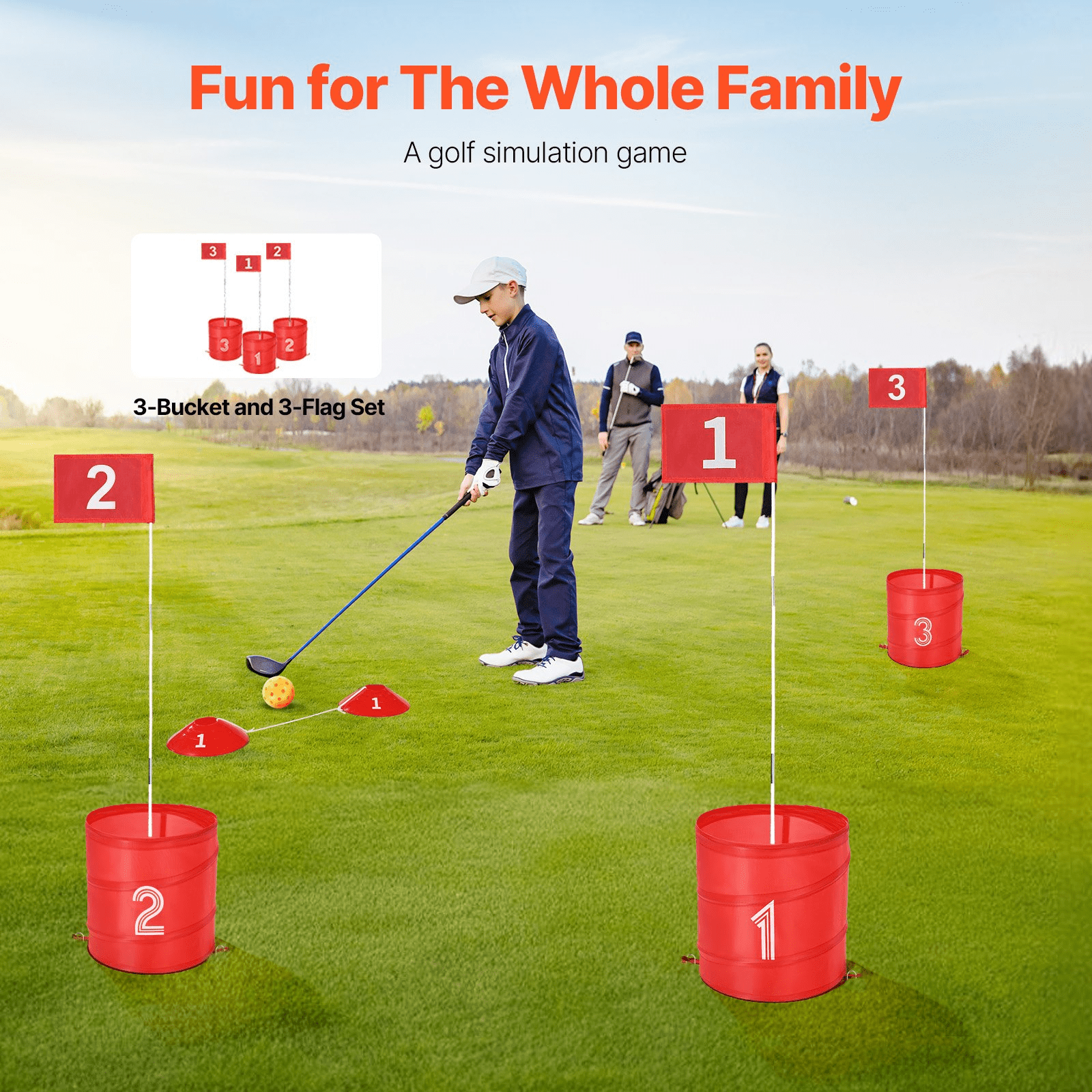 Backyard Golf Game 3 Hole Portable Outdoor Bucket Golf Game for Kids ...