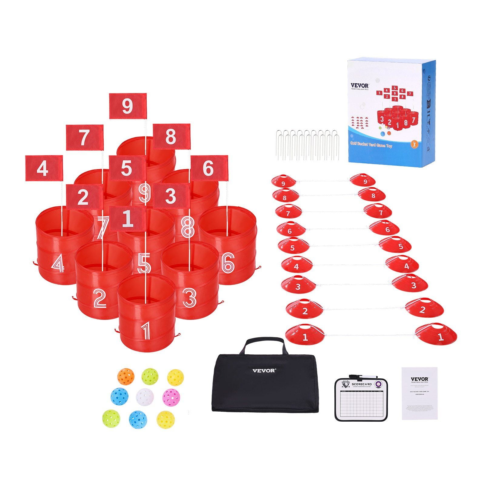 Backyard Golf Game 9 Hole Portable Outdoor Bucket Golf Game for Kids ...