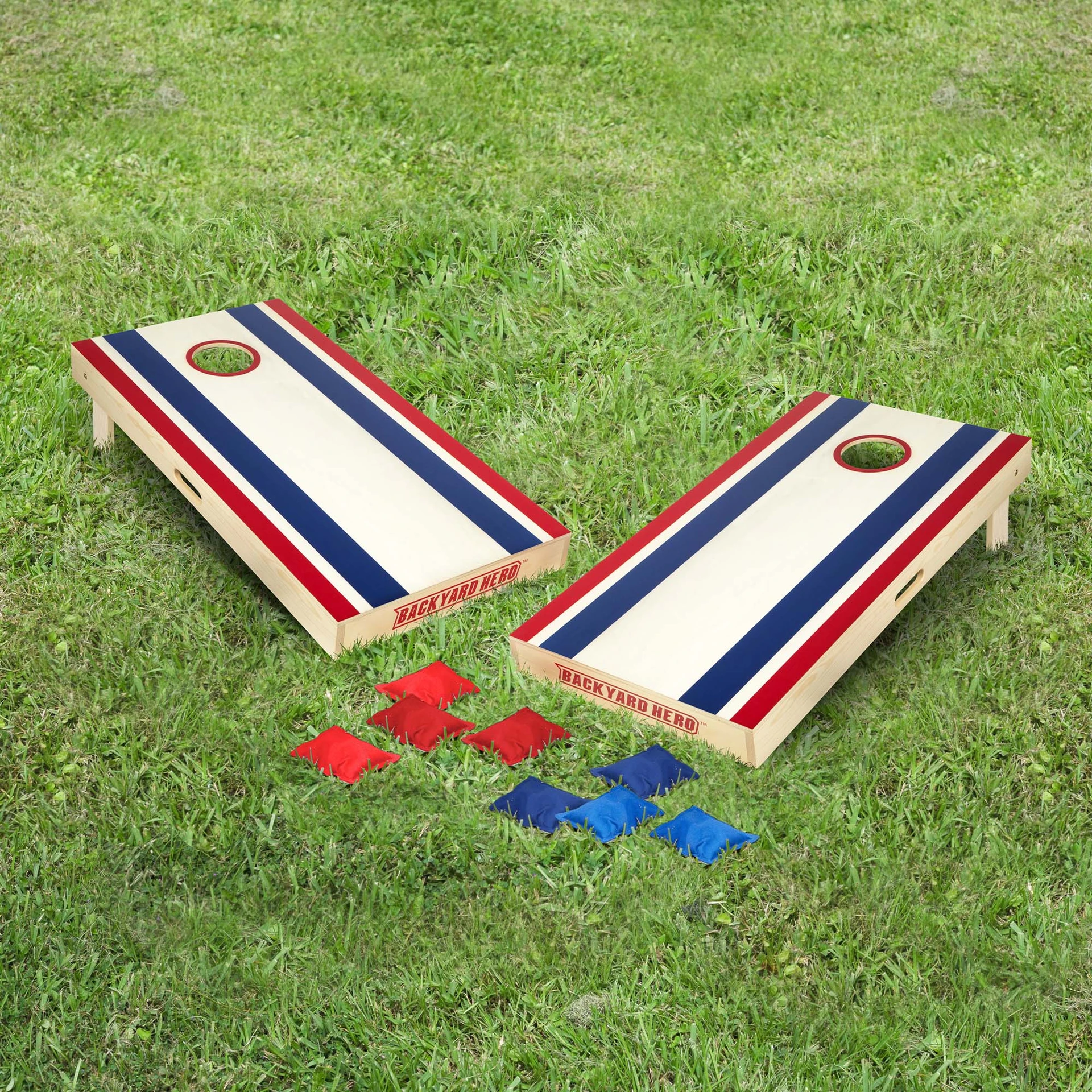 Backyard Hero Official Size Cornhole Set with Dual-Sided Stick and ...