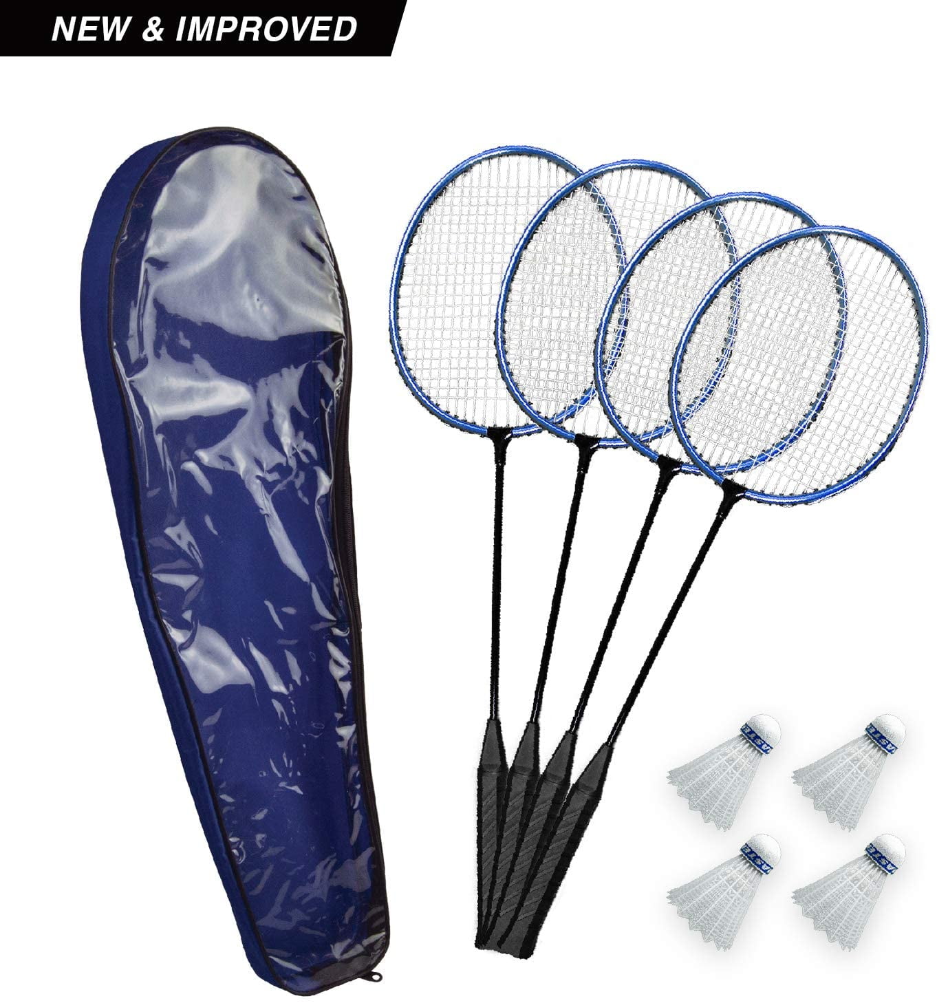 Backyard Pool Badminton Set for 4 - Includes 4 Rackets and 4 Birdies ...
