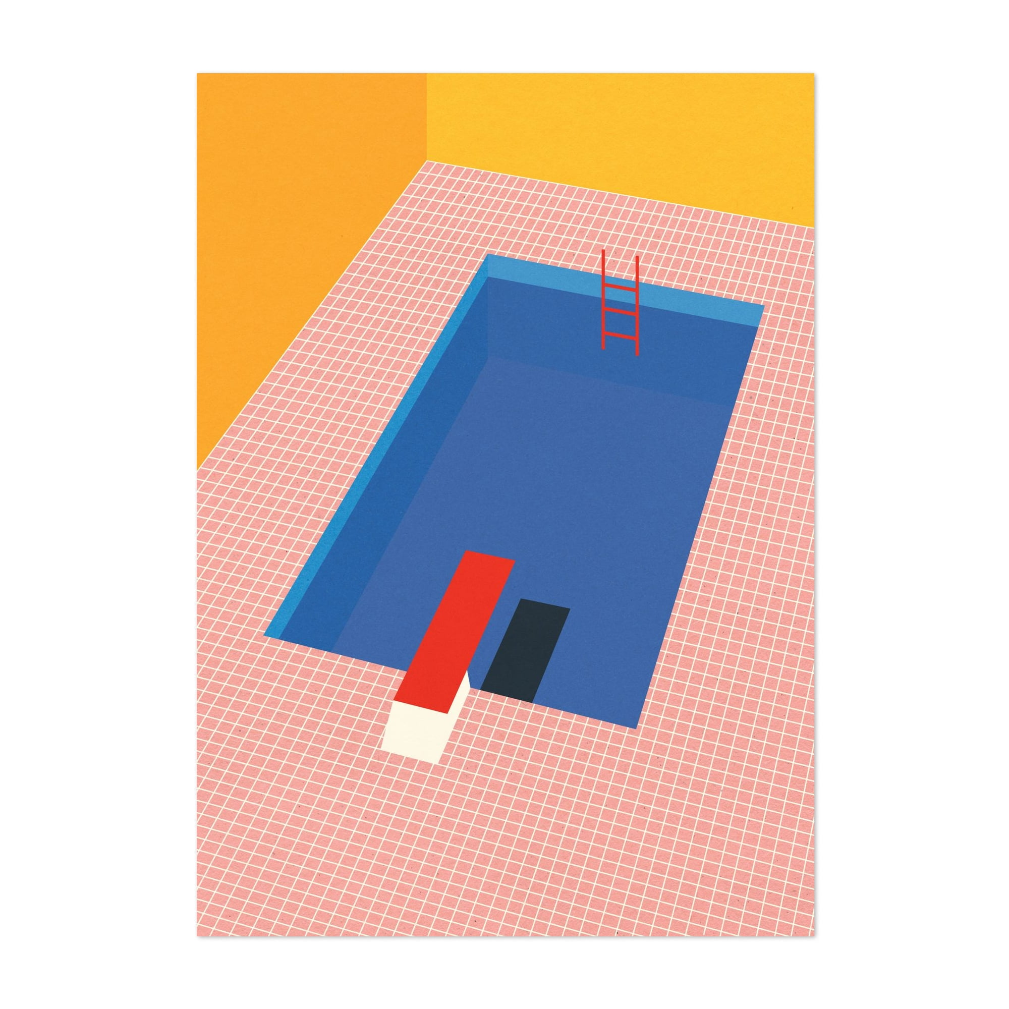 Backyard Pool - Illustration Geometric Minimalist Modern Art Bauhaus ...