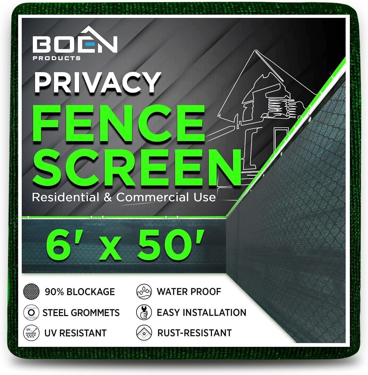 Backyard Privacy Screen Fence Covering 6' x 50' Green Outdoor Privacy ...