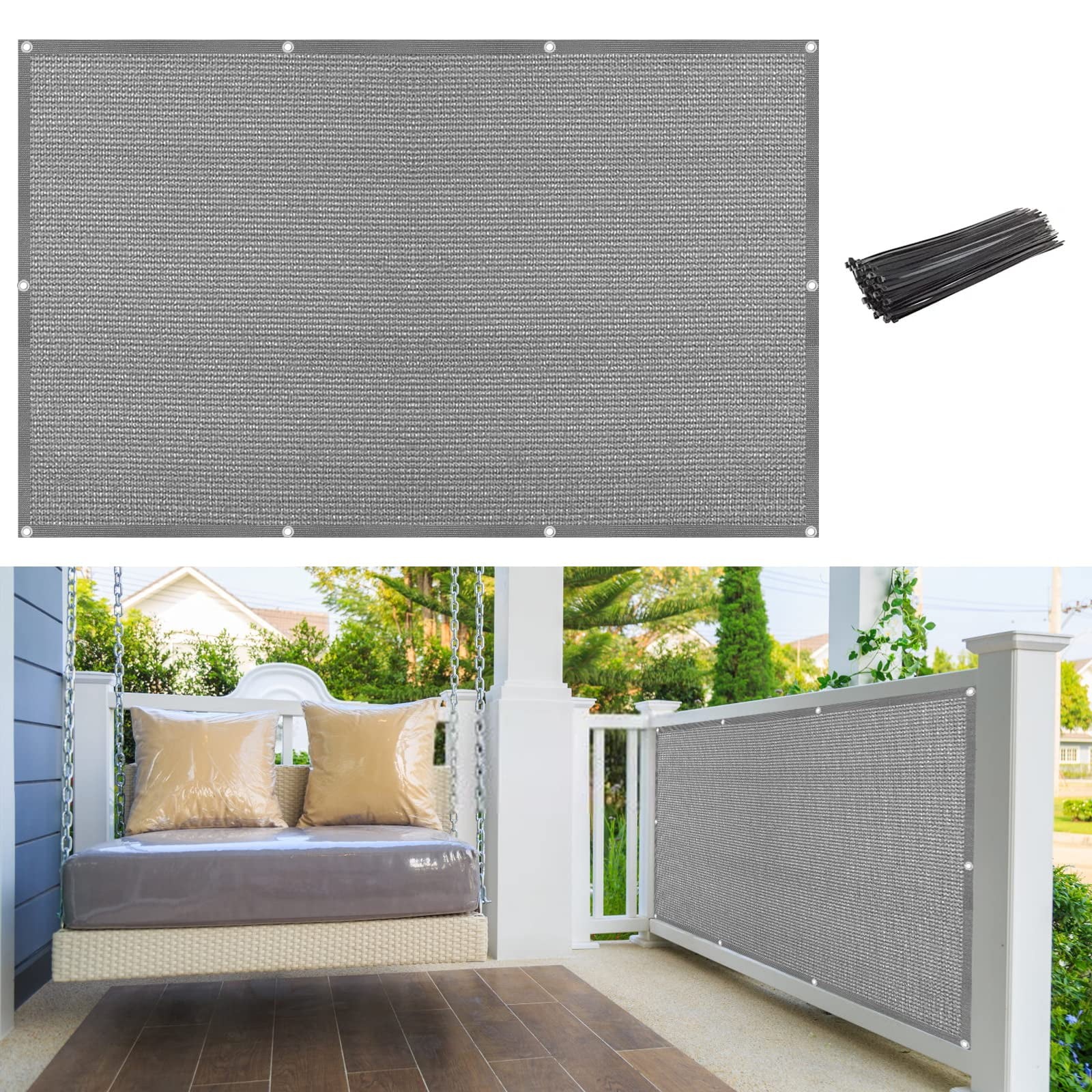 Backyard Privacy Screen UV Protection 3' x 11' Fence Cover for Balcony ...