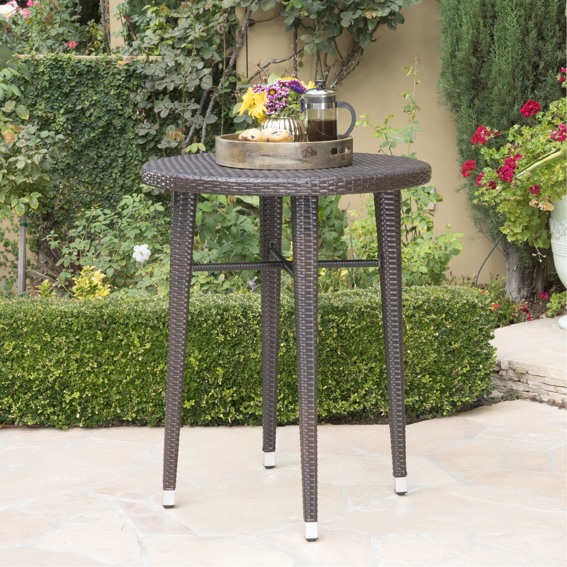Backyard Round Bar Table, All Weather & Iron Frame, 41" H X 32.5" W L ...