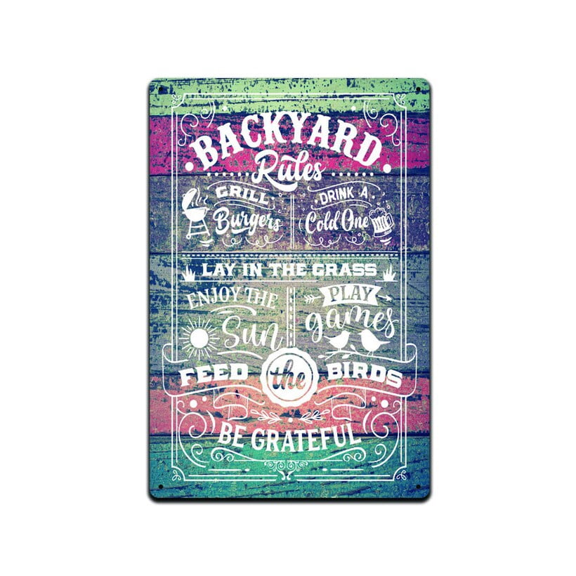 Backyard Rules Metal Tin Sign Outdoor Grilling Sign, Summer Vibes ...