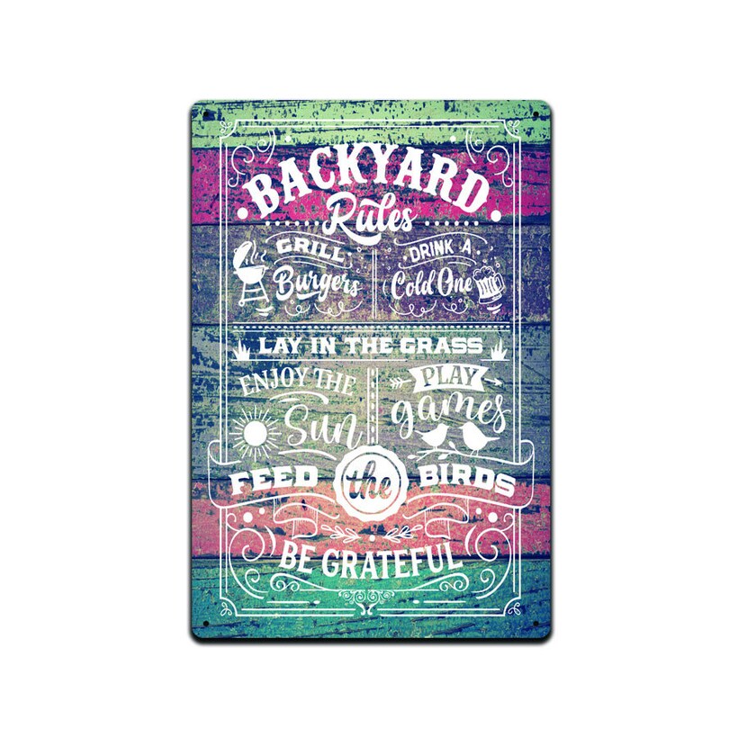Backyard Rules Metal Tin Sign Outdoor Grilling Sign, Summer Vibes ...