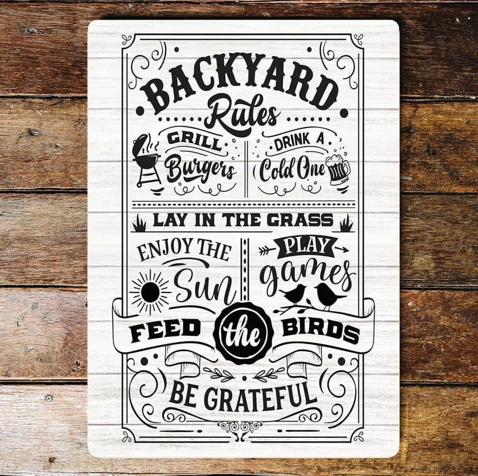 Backyard Rules Metal Vintage Wall Sign 12×8Inch - Walmart.com