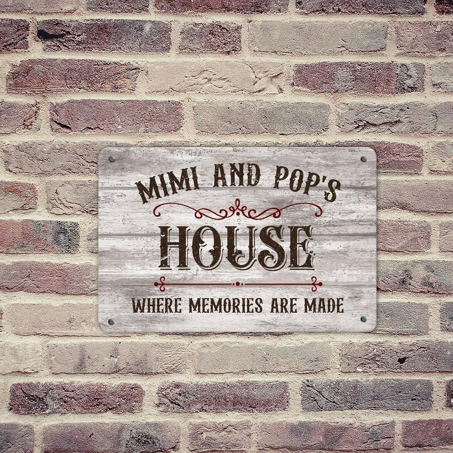 Backyard Wall Decor Metal Tin Sign Mimi and Pop's House Where Memories ...