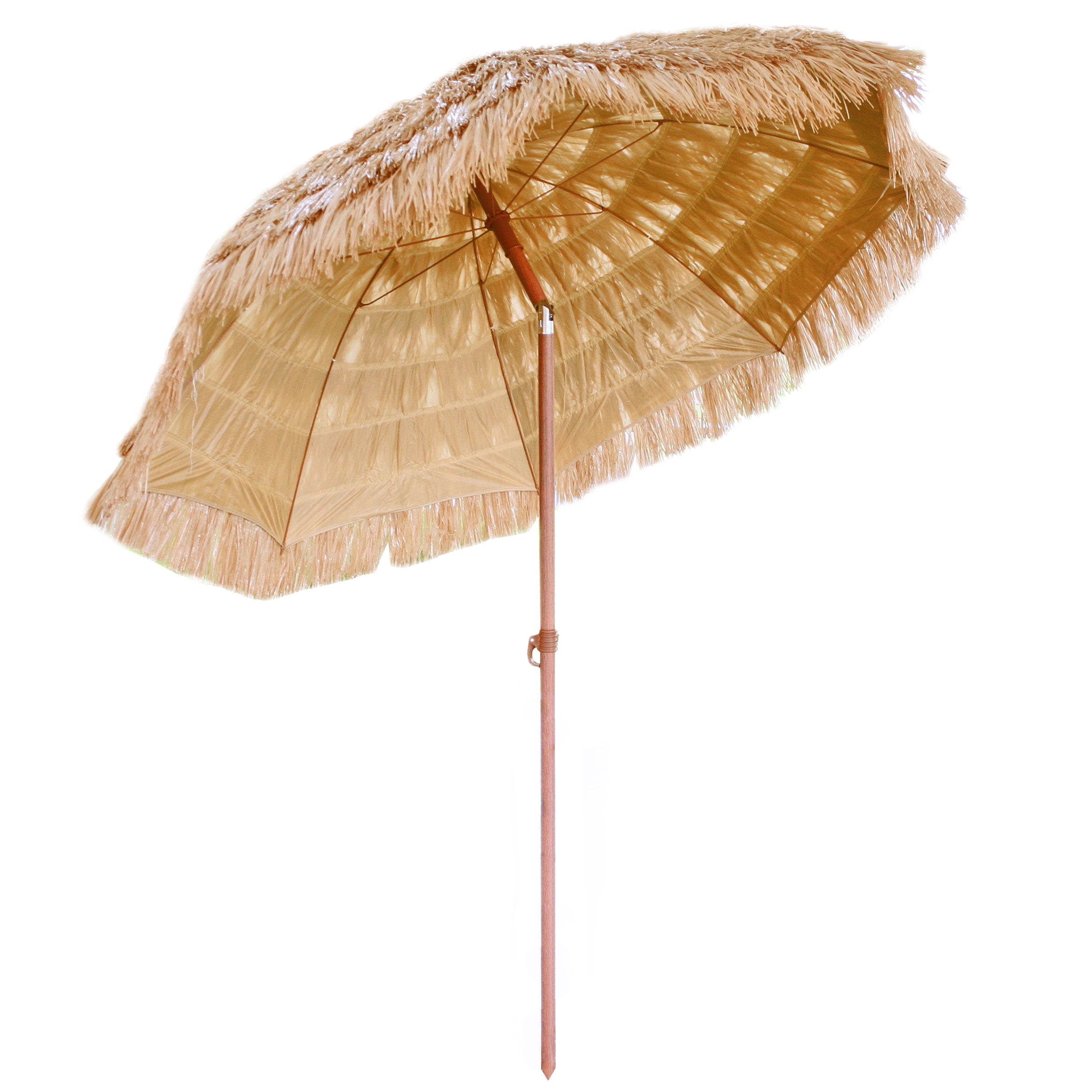 Backyard X-Scapes Tan Tiki Thatch Patio Umbrella for Outdoors 6.5' D ...