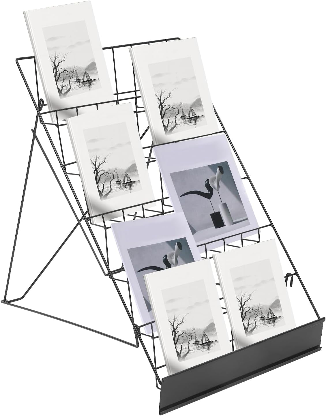 Bacocoo 6 Tier Wire Countertop Racks,Metal Book Display Rack Magazine ...