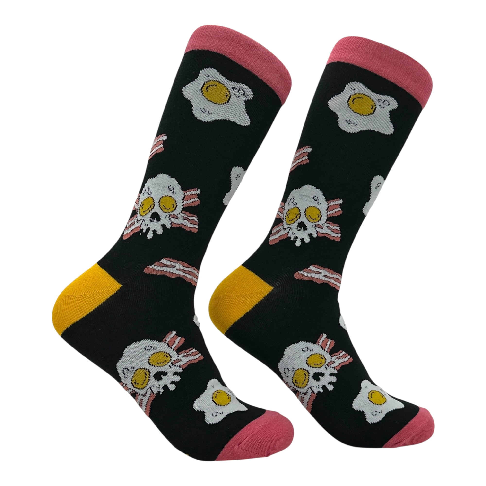 Bacon and Eggs Skull Socks Funny Sarcastic Breakfast Graphic Novelty ...