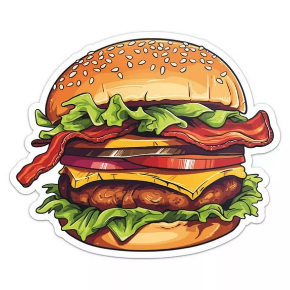 Bacon Burger Sticker Phone Decal Water Bottle Stickers Car Decals ...