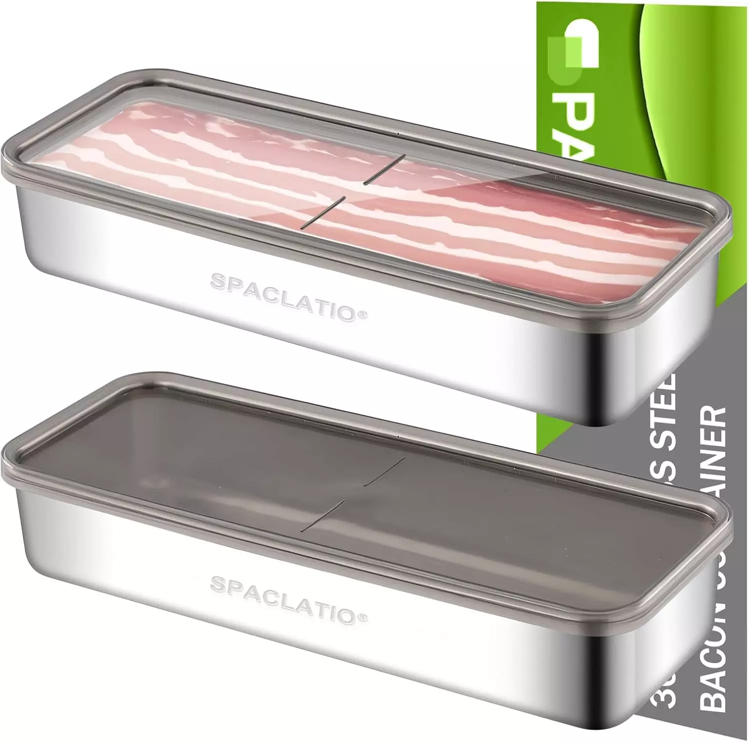 Bacon Container For Refrigerator, 1 Pack 304 Stainless Steel Airtight ...