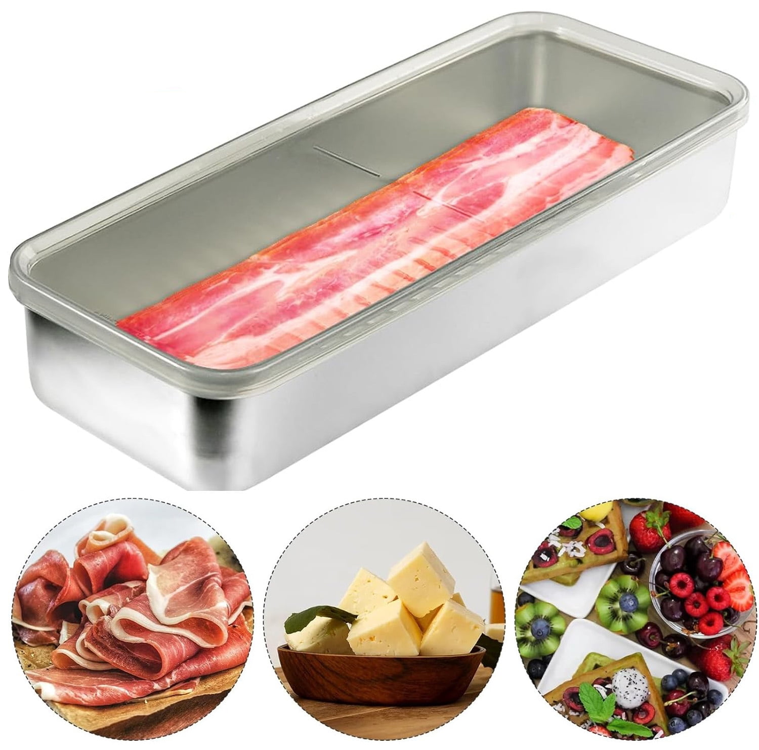 Bacon Container with Lids for Refrigerator,Bexikou Stainless Steel Deli ...