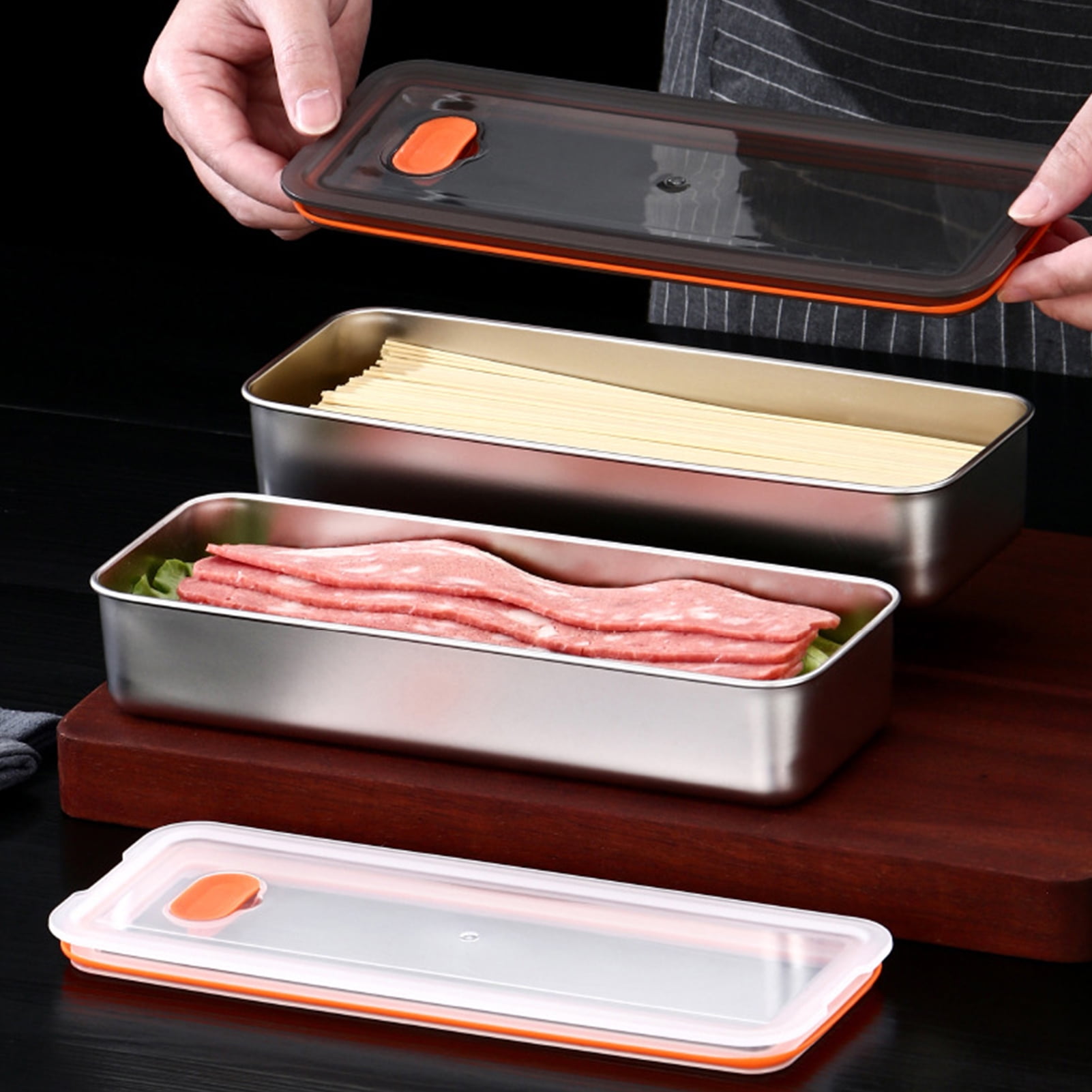 Bacon Container for Refrigerator Stainless Steel Airtight Bacon Storage ...