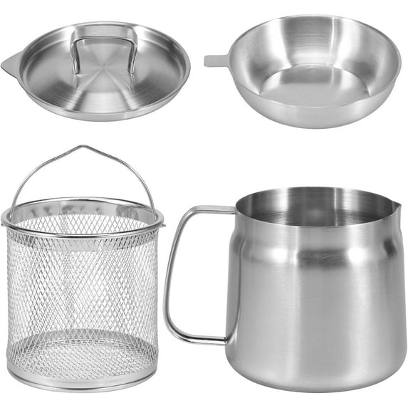 Bacon Container With Strainer, 304 Stainless Steel Large Capacity Versatile Oil Filter Vessel, 1 ...