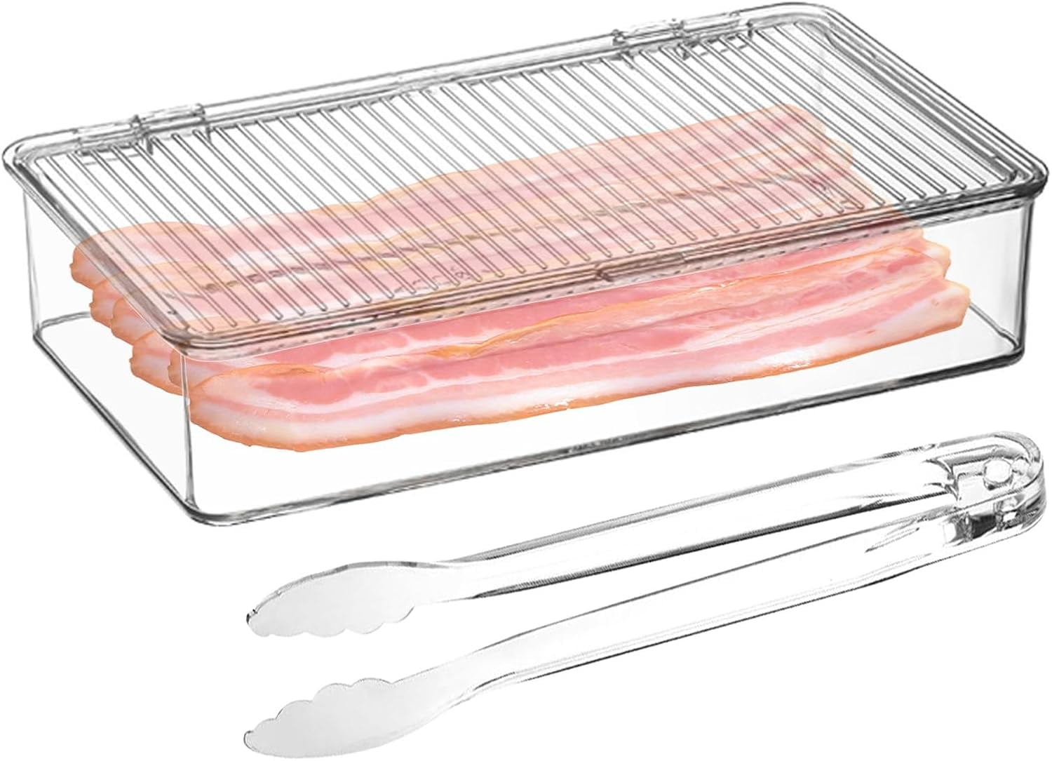 Bacon Container with Serving Tong for refrigerator Cheese Storage ...