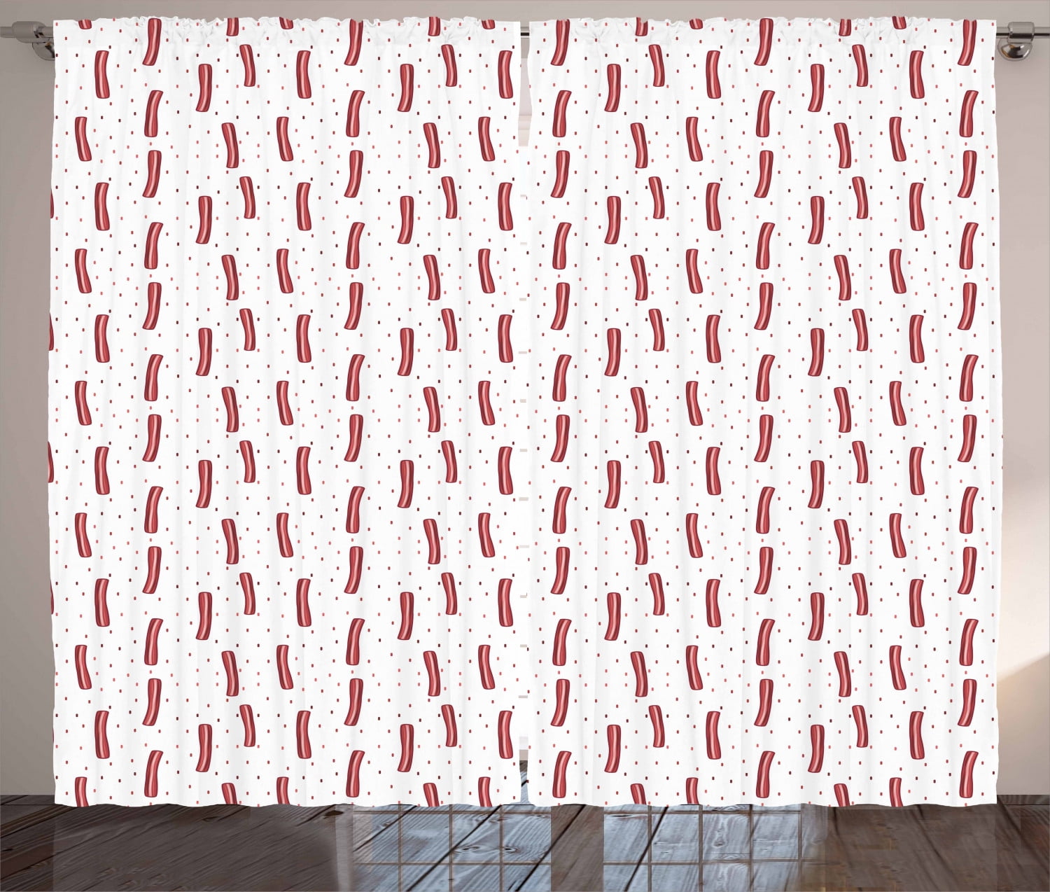 Ambesonne Bacon Curtains 2 Panel Set, Graphic Prosciutto Bacon, 108" x ...
