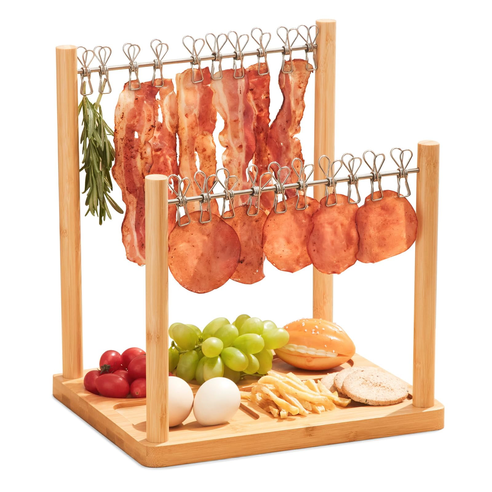 Bacon Display Rack with Clothesline Serving Tray, Patented Design Bacon ...