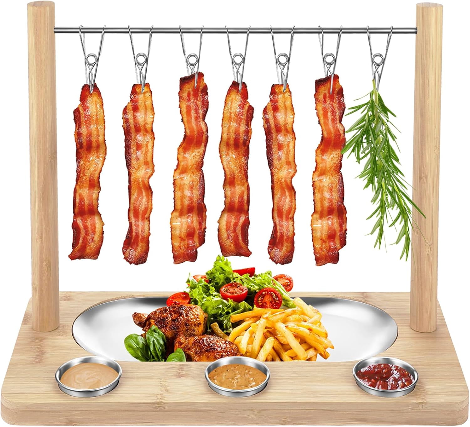 Bacon Display Rack, Wood Bacon Serving Dishes, Bacon Hanger Charcuterie ...