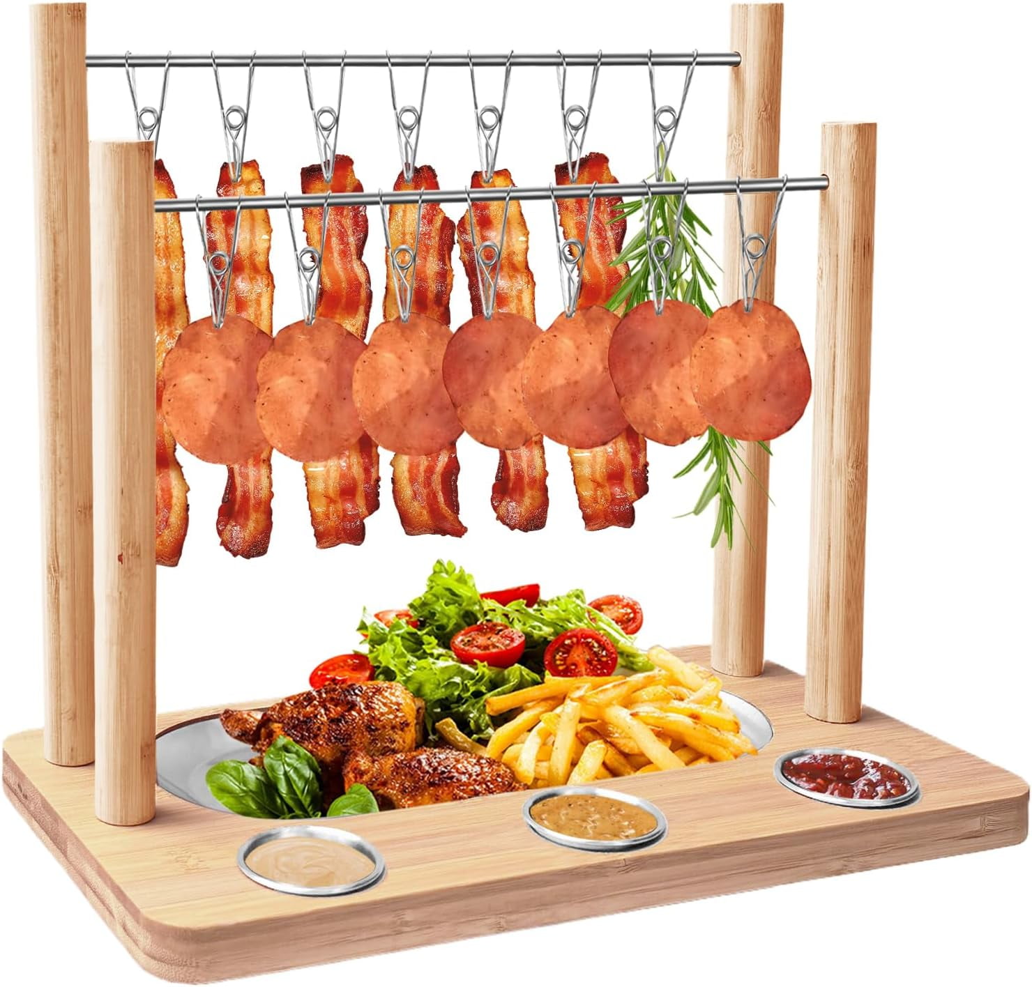 Bacon Display Rack, Wood Bacon Serving Dishes, Bacon Hanger Charcuterie ...