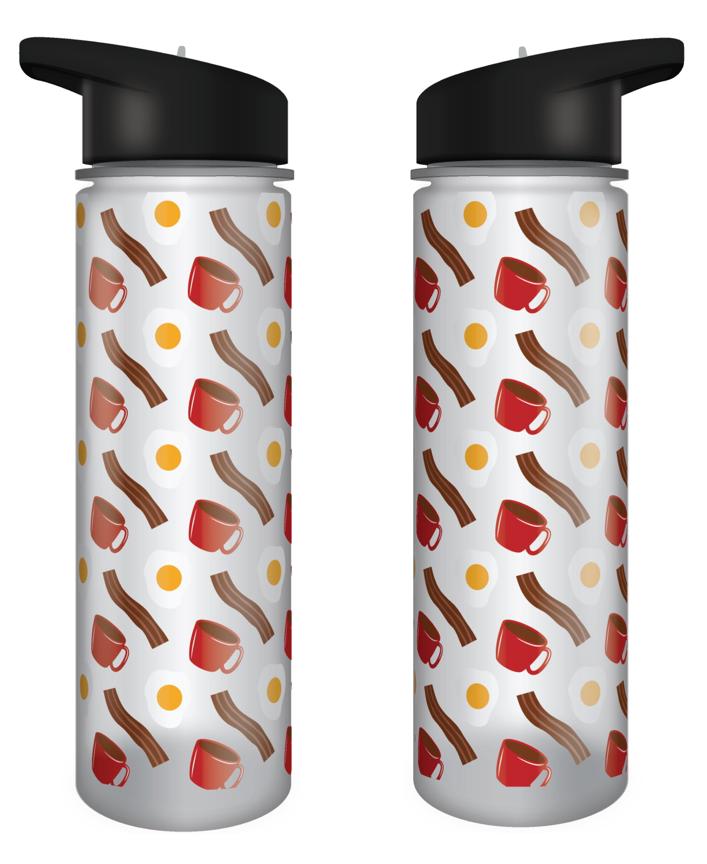 Bacon Egg Coffee All Over Print 24 Oz Plastic Water Bottle With Black ...
