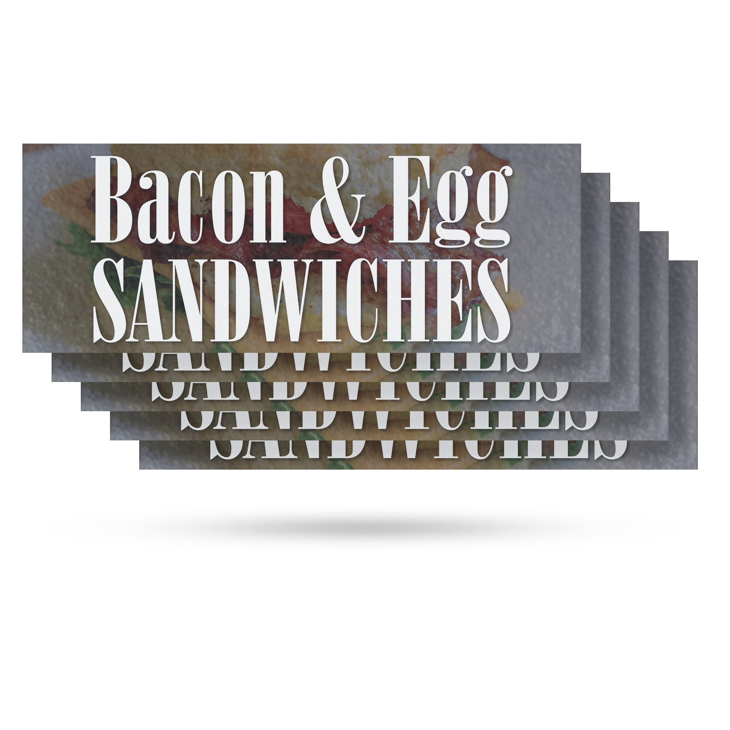 Bacon & Egg Sandwiches Vinyl Decal 5 Pack of 12 Inch x 5 Inch ...
