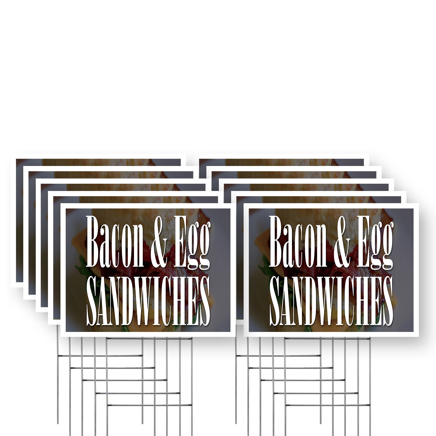 Bacon & Egg Sandwiches Yard Sign 10 Pack of 12 Inch x 16 Inch Single ...