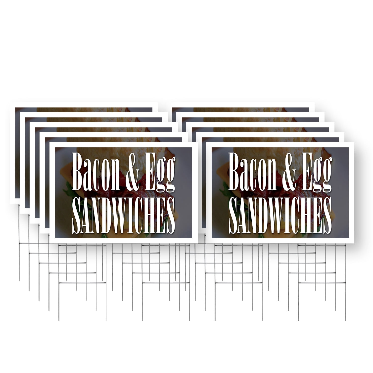 Bacon & Egg Sandwiches Yard Sign 10 Pack of 24 Inch x 36 Inch Double ...