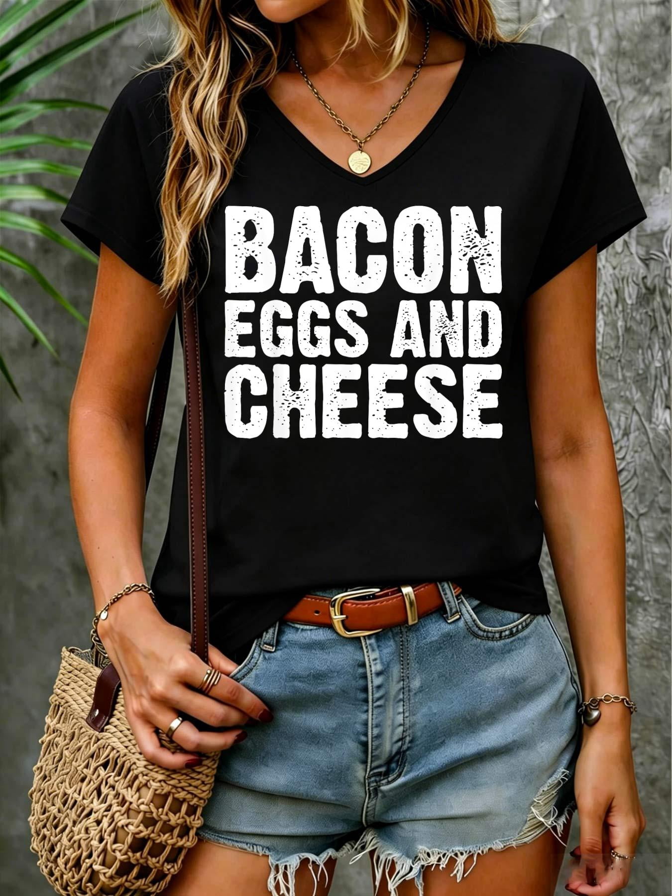 Bacon, Egg and Cheese Breakfast Special V-Neck T-Shirt Womens V Neck ...