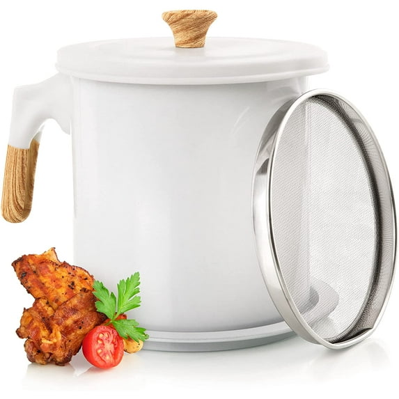Bacon Grease Container (48oz / 1.4L) Iron Cooking Oil Storage Can with ...