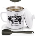 Bacon Grease Container with Strainer, 46oz Enamel Bacon Fat Container ...