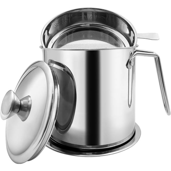 Bacon Grease Container With Strainer, 2.1L Grease Strainer and ...