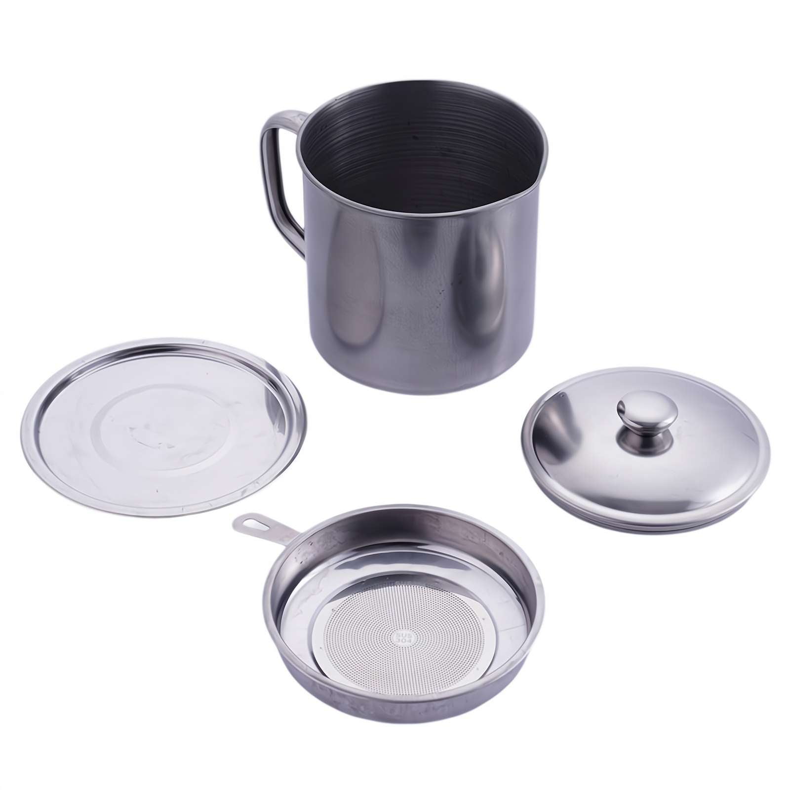 Bacon Grease Container with Strainer,1.3L Stainless Steel Oil Container ...